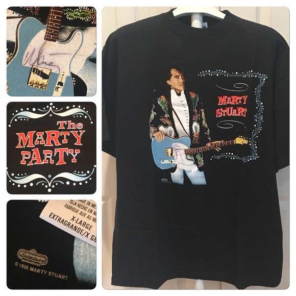 Vintage | Shirts | Vtg 95 Signed Marty Stuart The Marty Party Tshirt ...